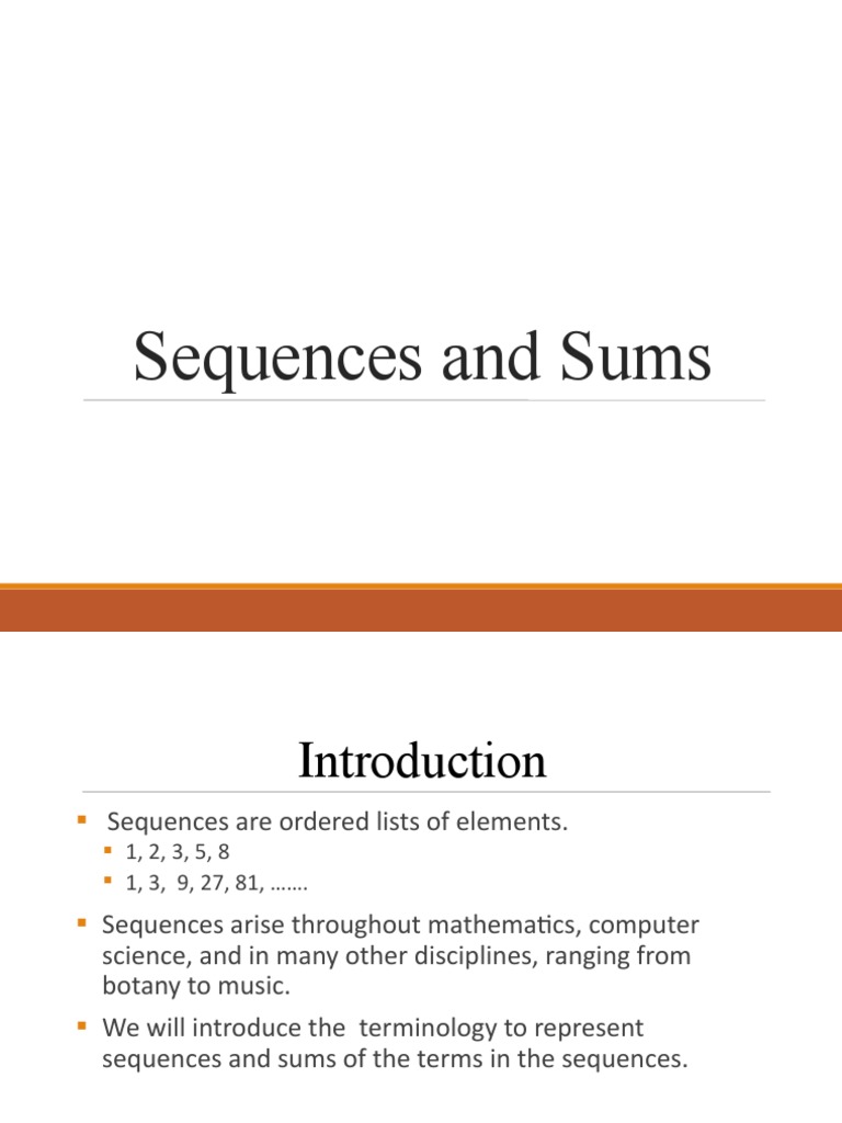 DS Lecture - Sequence and Sums | PDF | Summation | Sequence