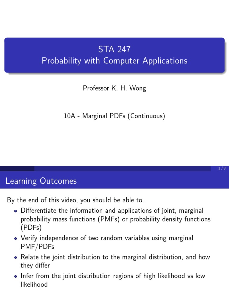 10A - Marginal PDFs | PDF | Probability Distribution | Probability ...