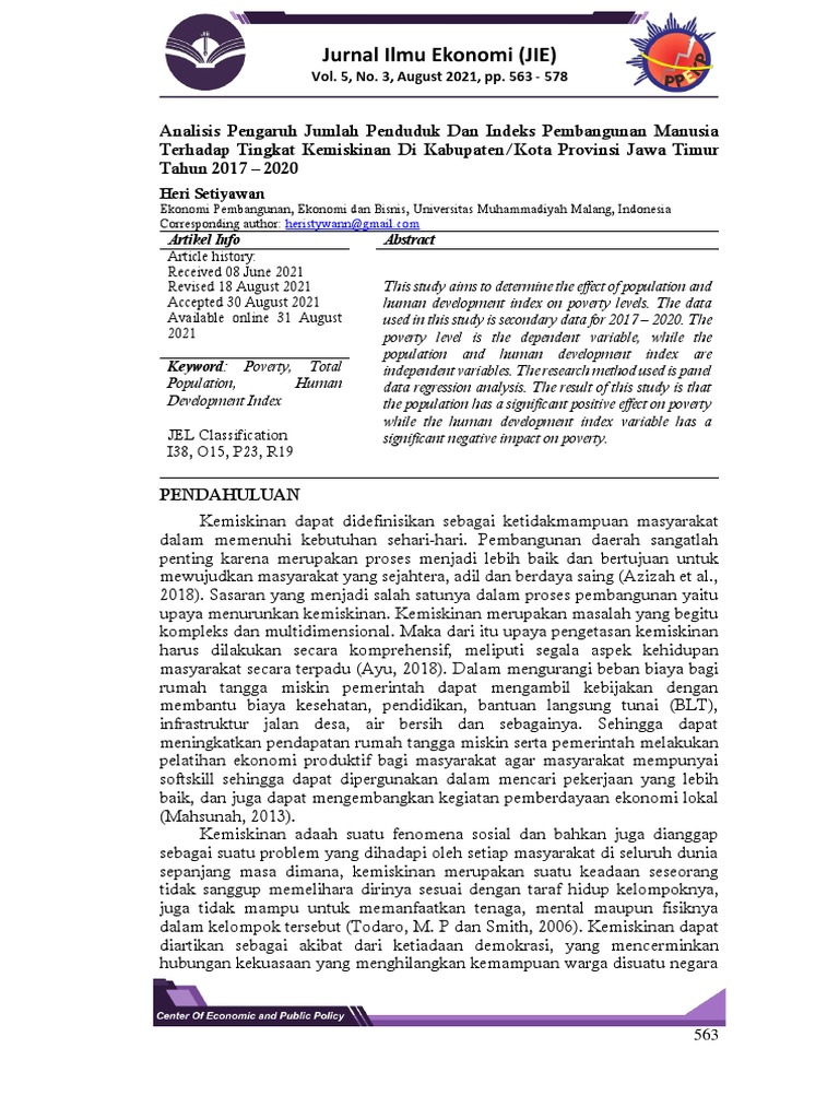 Jurnal Ilmu Ekonomi (JIE) | PDF