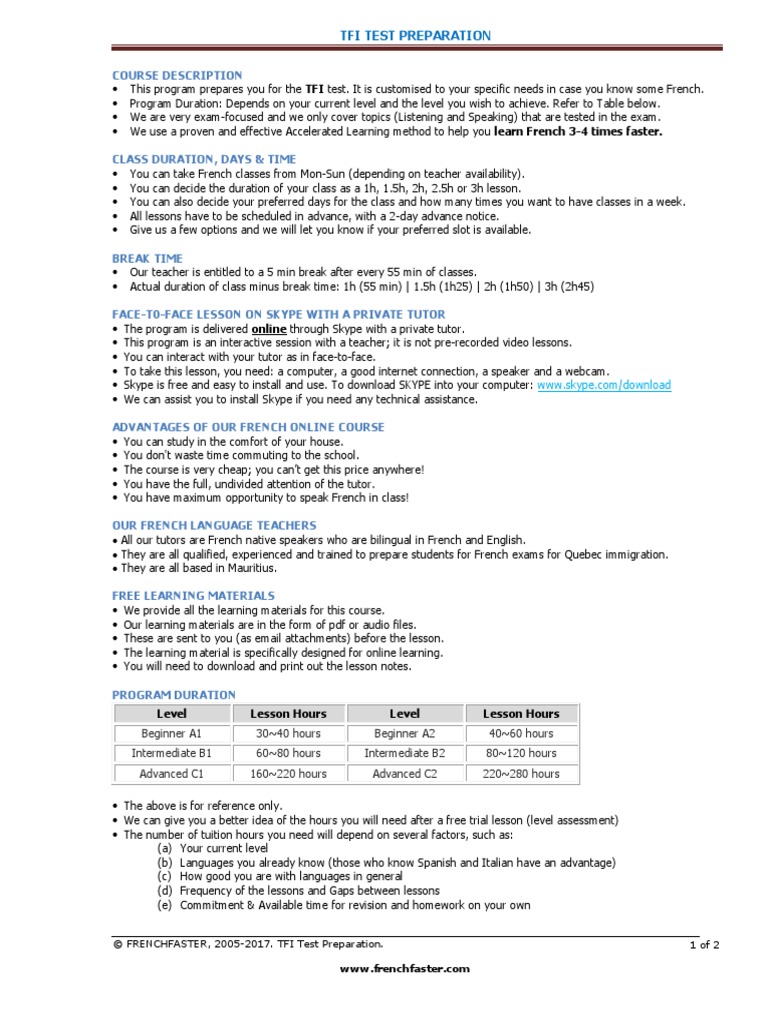 TFI Test Preparation | PDF | Cognition | Communication
