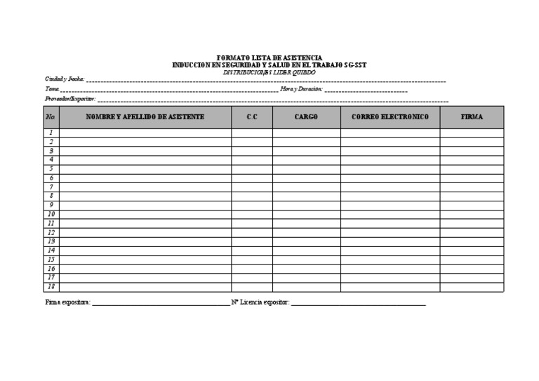 Formato Lista de Asistencia | PDF