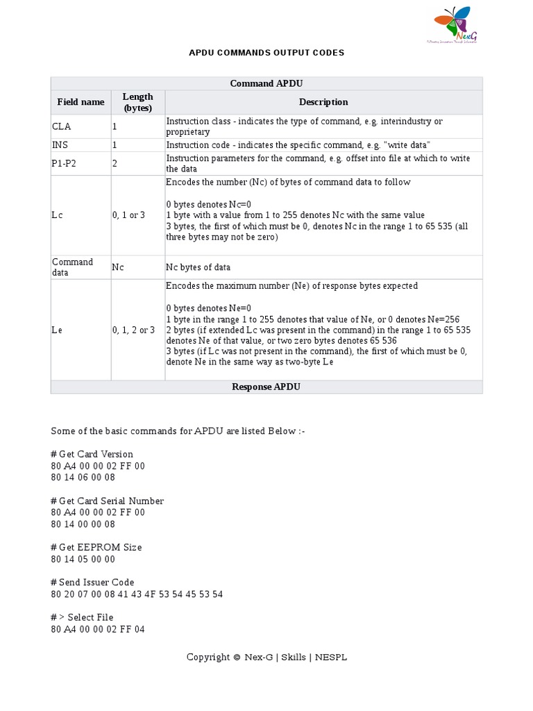 APDU Basic Commands | Download Free PDF | Byte | Computing