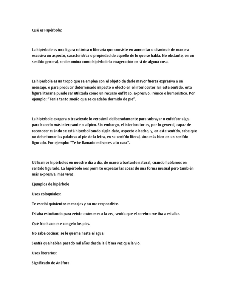 Qué Es Hipérbole | PDF | Poesía | Prosa