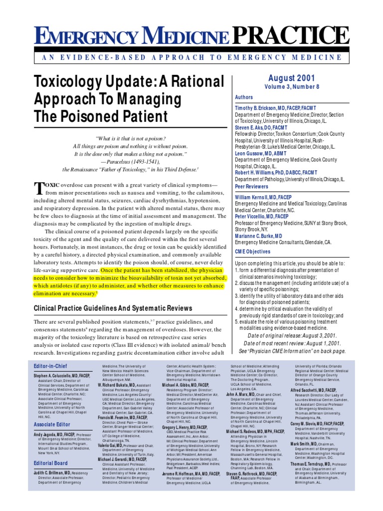 Managing Toxicology in Emergency Medicine | PDF | Naloxone | Drug Overdose