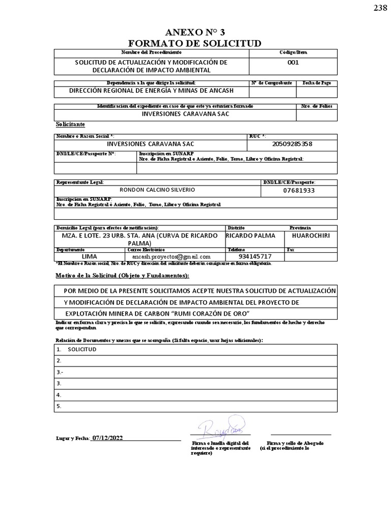 Anexo 3 - Formato de Solicitud | PDF