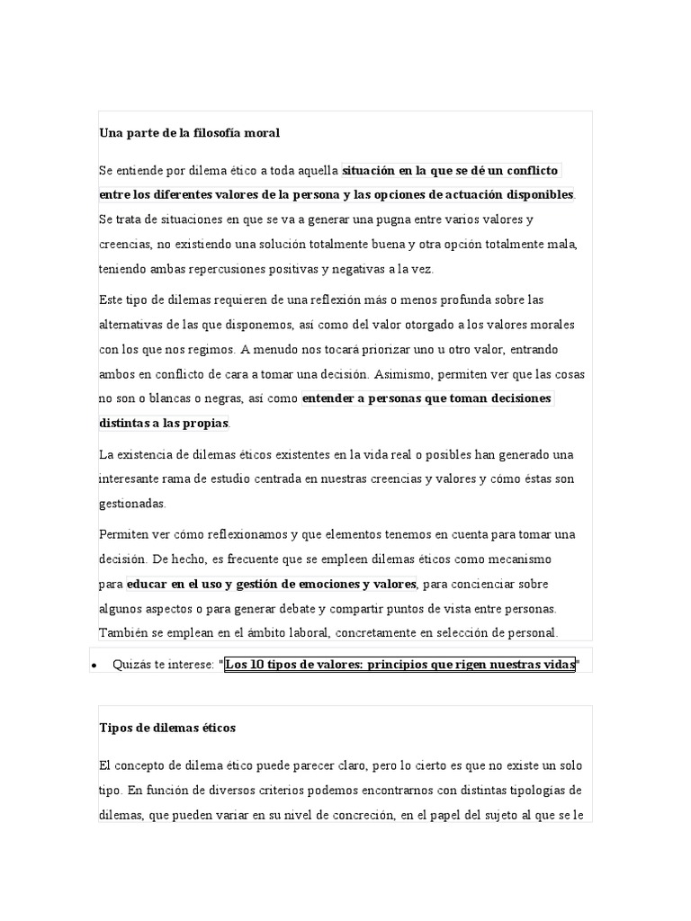 Los Tipos de Dilemas | PDF | Moralidad | Metafilosofía