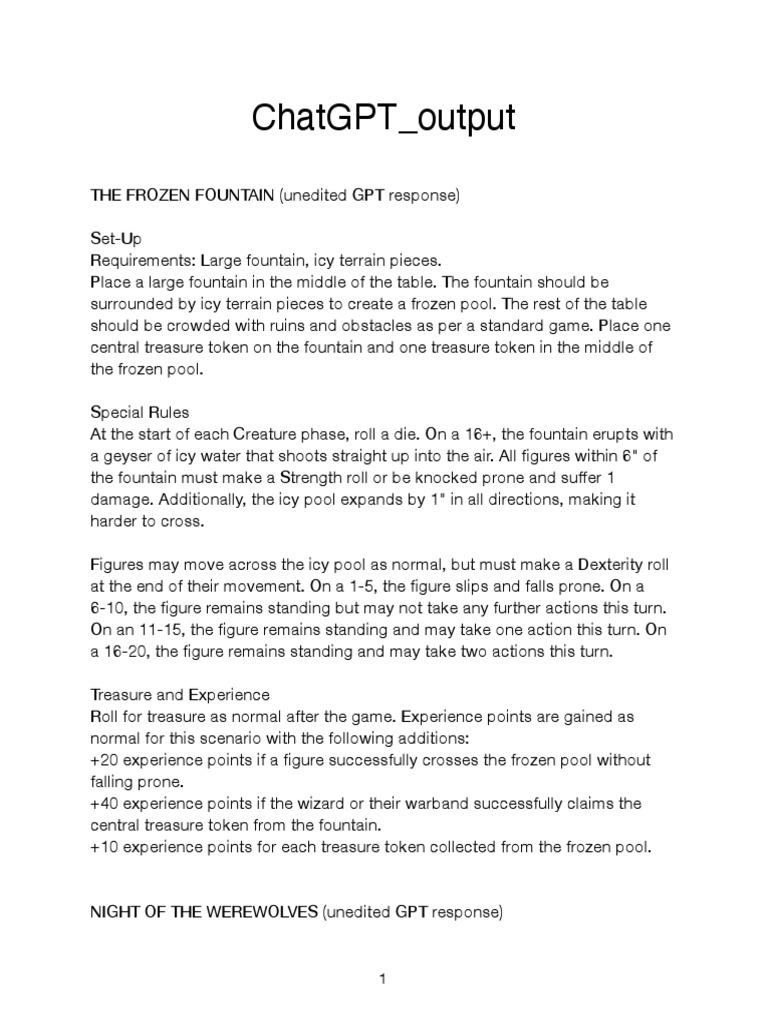 Frostgrave ChatGPT Scenarios | PDF | Werewolves | Magician (Fantasy)