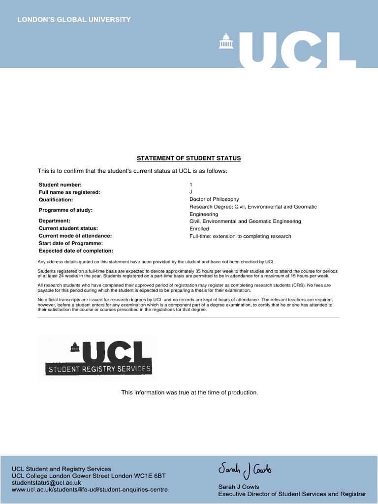 Student Status UCL 2023 | PDF