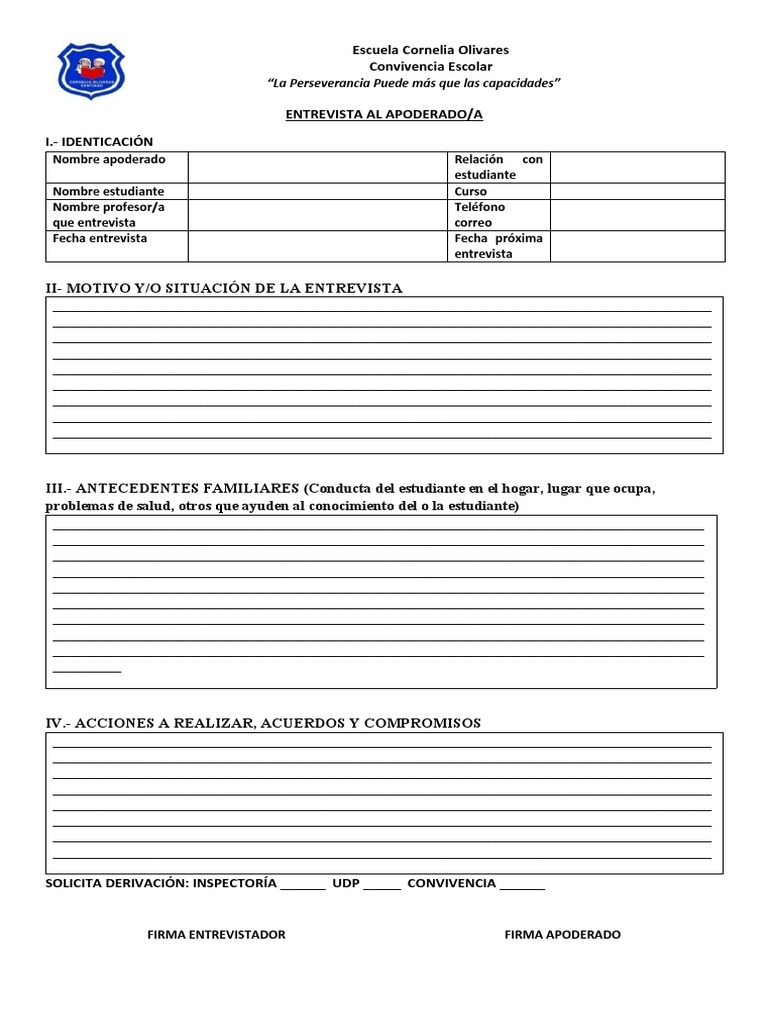 FICHA Entrevista Apoderado | PDF