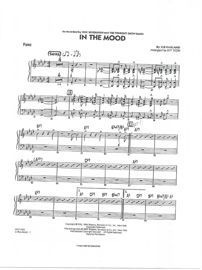 In The Mood - Piano | PDF