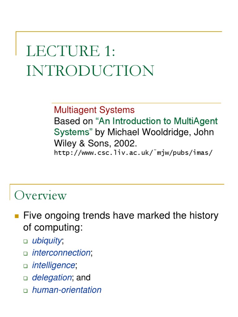 An Introduction To Multiagent Systems Pdf Artificial Intelligence
