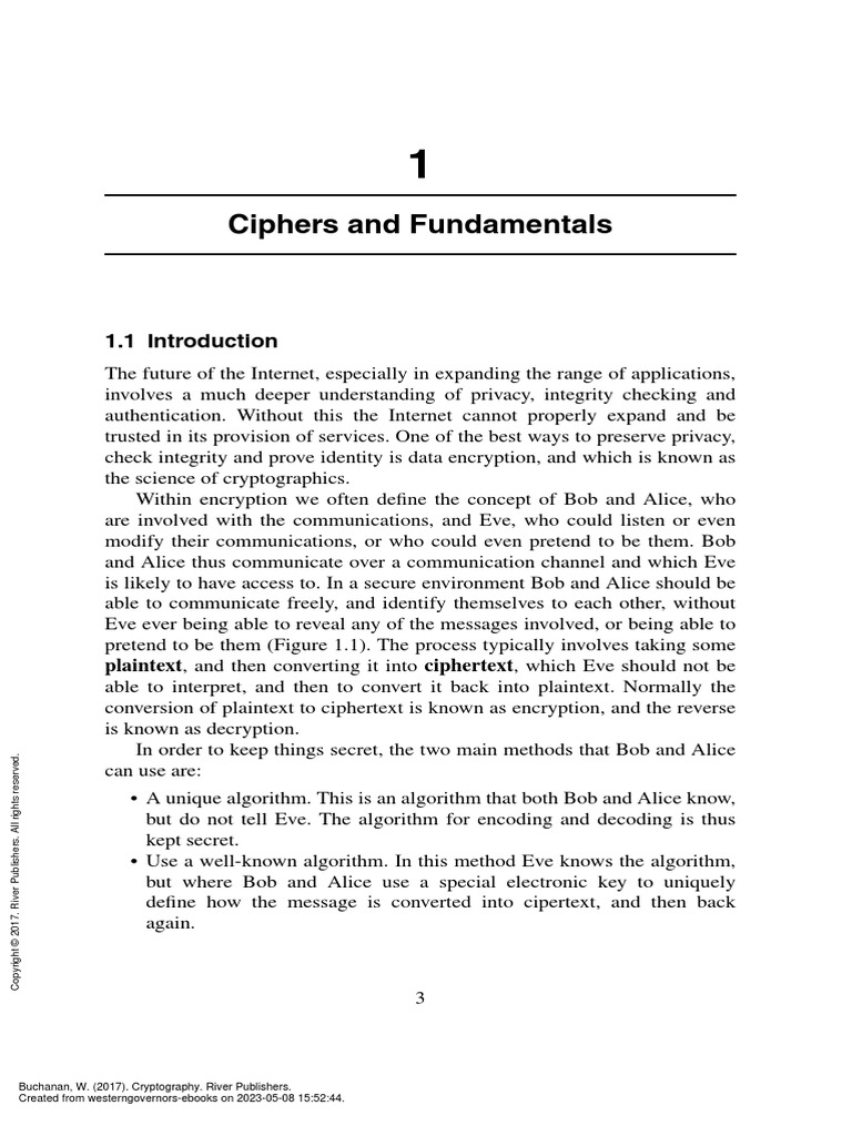 Cryptography - (1 Ciphers and Fundamentals) | PDF | Key (Cryptography ...