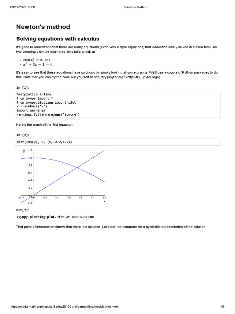 Newtons Method | PDF | Equations | Algorithms And Data Structures