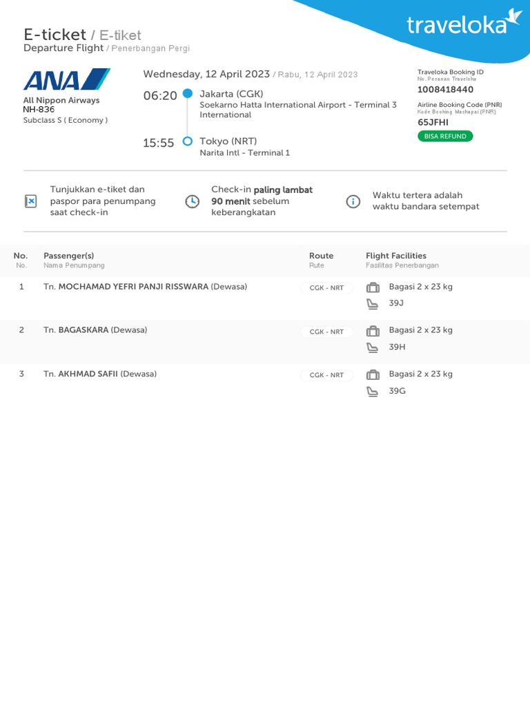 Galumban Golfi Sianturi CGK 65jfhi NRT Flight - Originating | PDF