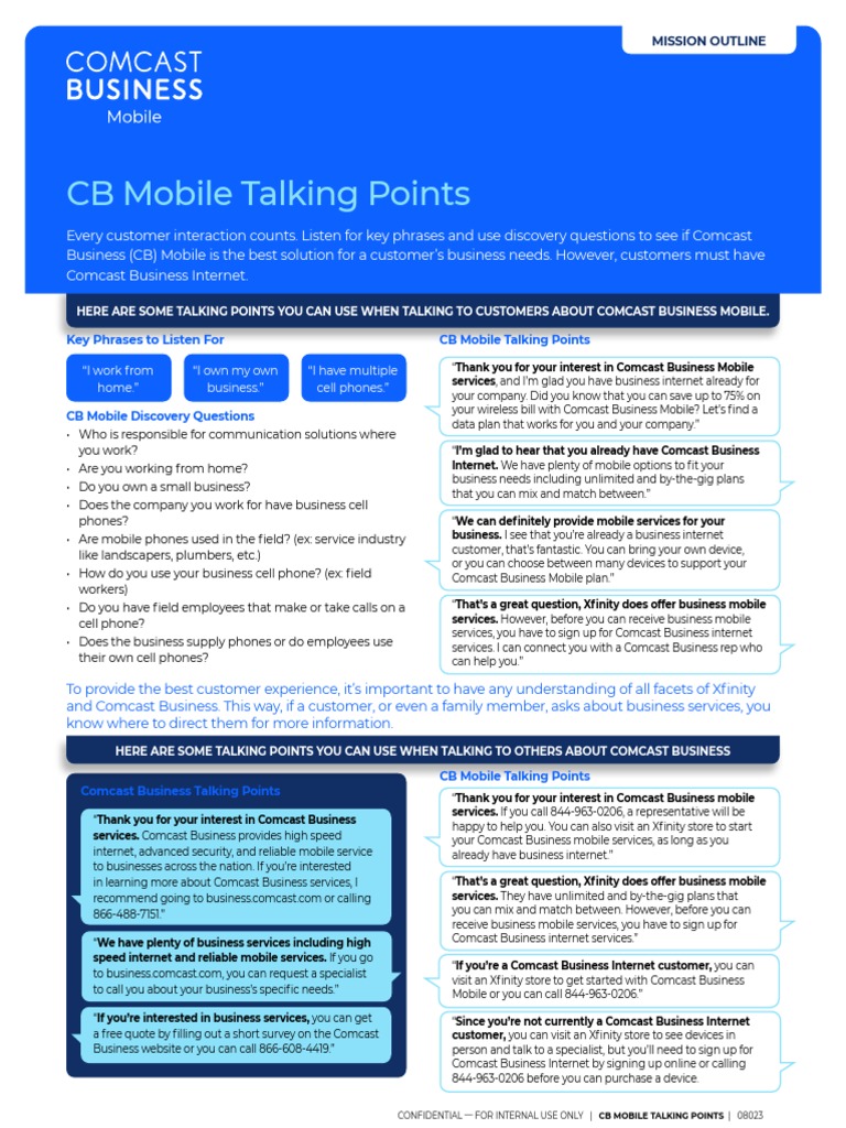 Comcast Business Mobile Talking Points | PDF | Internet | Communication