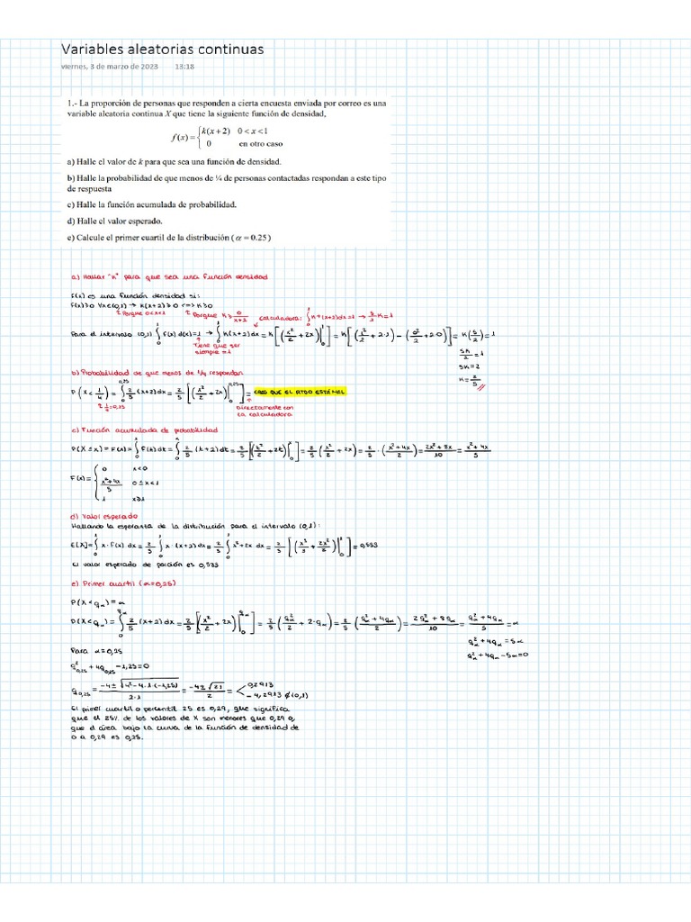 Ejercicios Resueltos de Variables Aleatorias Contínuas | PDF Ejercicios Resueltos de Variables Aleatorias Contínuas | PDF
