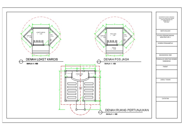 Denah Loket Karcis Denah Loket Karcis Denah Pos Jaga: SKALA 1: 100 ...