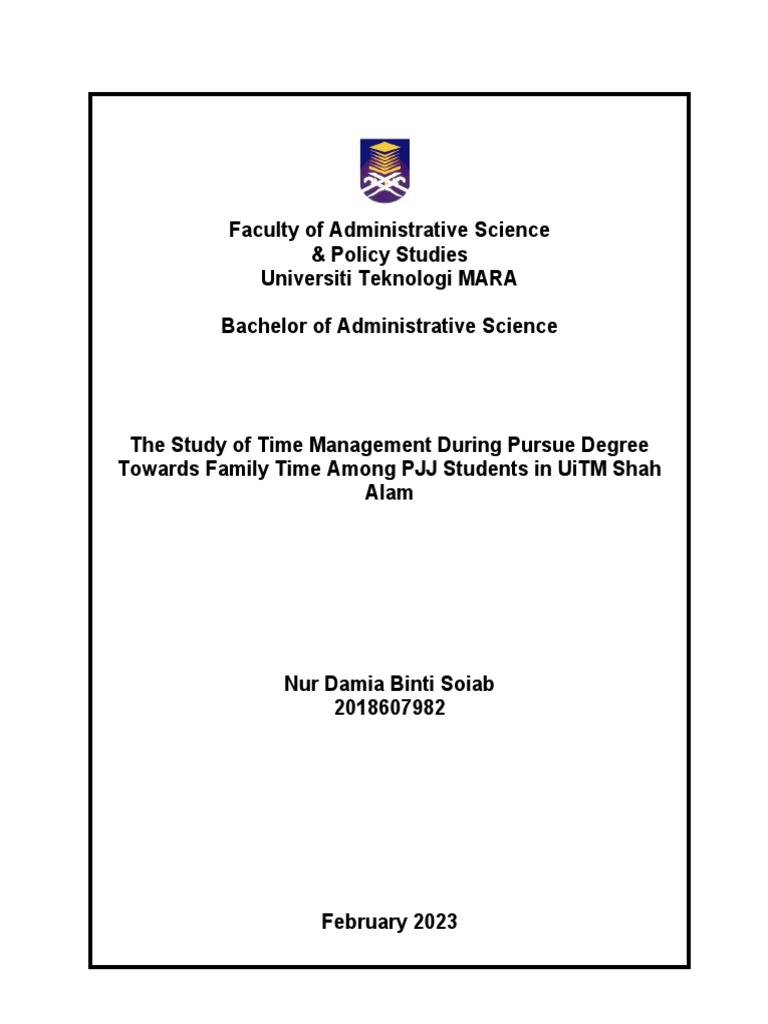 NUR DAMIA - 2018607982 - Problem Statement DRAFT | PDF | Psychology | Behavioural Sciences