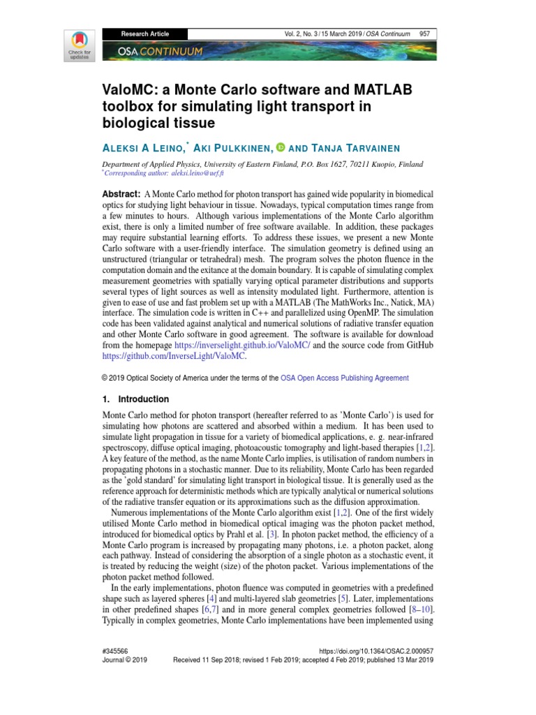 Monte Carlo With MATLAB | PDF | Monte Carlo Method | Electromagnetic ...