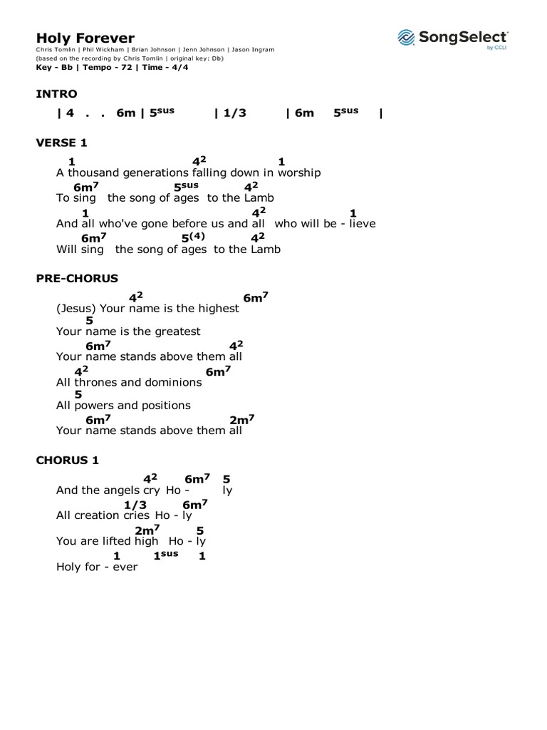 Holy Forever Bb Pdf Song Structure Songs