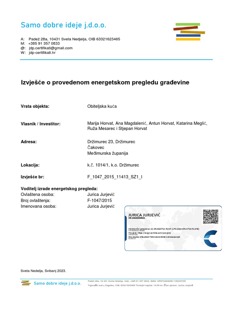 Izvješće o Energetskom Pregledu - Držimurec 23 | PDF