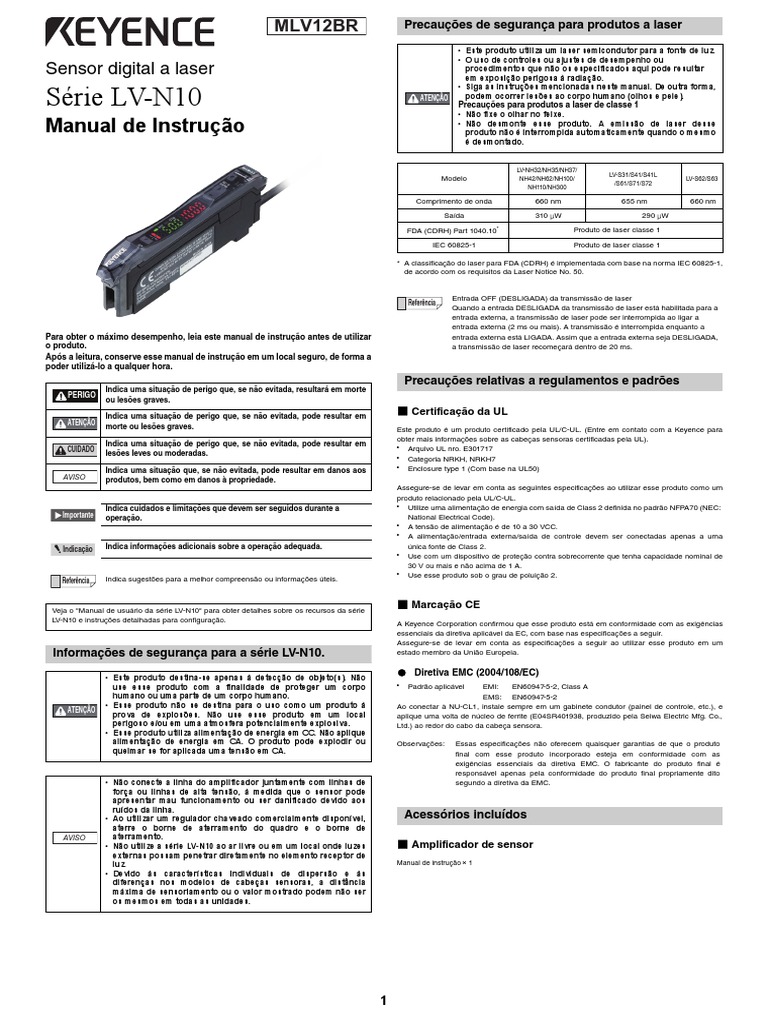 Manual de Configurações Sensor Keyence LV-N10 Português | PDF | Laser ...