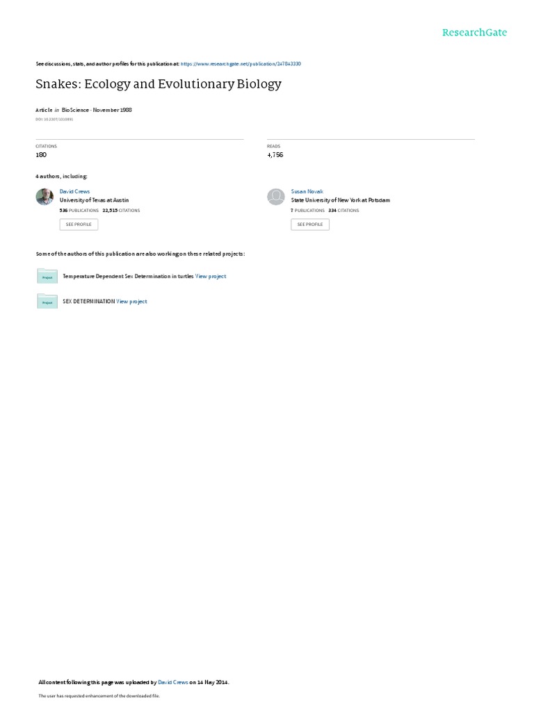 Snake Ecology & Evolution Insights | PDF