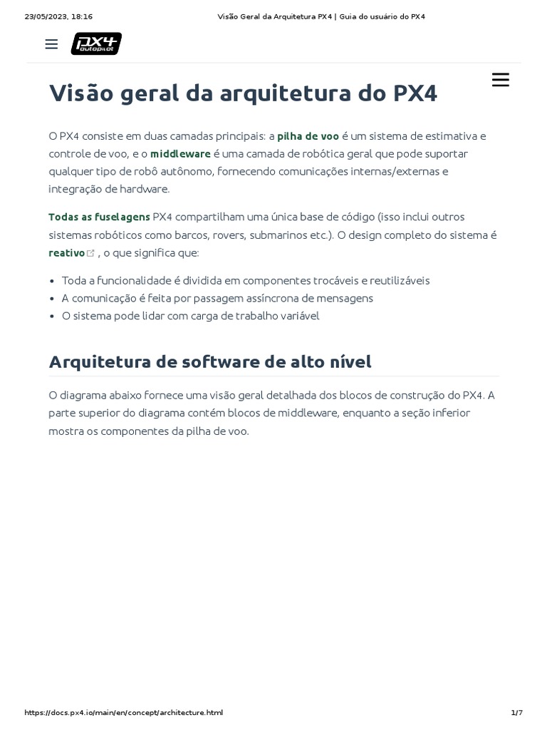 Visão Geral Da Arquitetura PX4 - Guia Do Usuário Do PX4 | PDF | Computadores