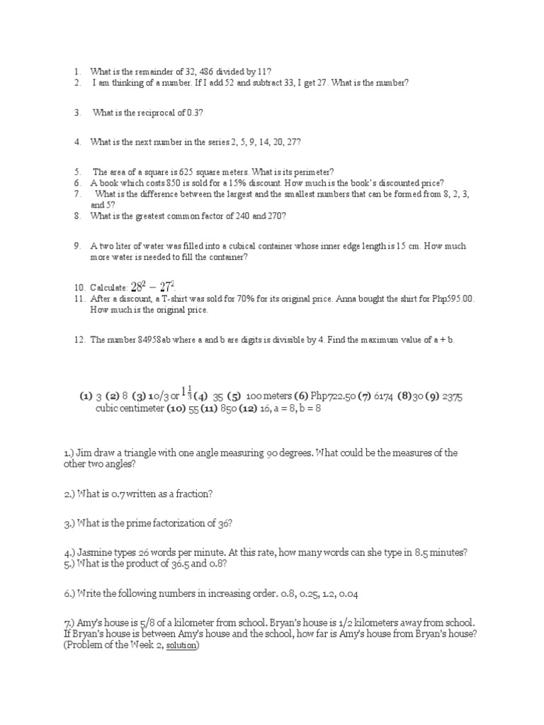 Mtap Reviewer Grade 5 | PDF | Language Arts & Discipline | Teaching ...