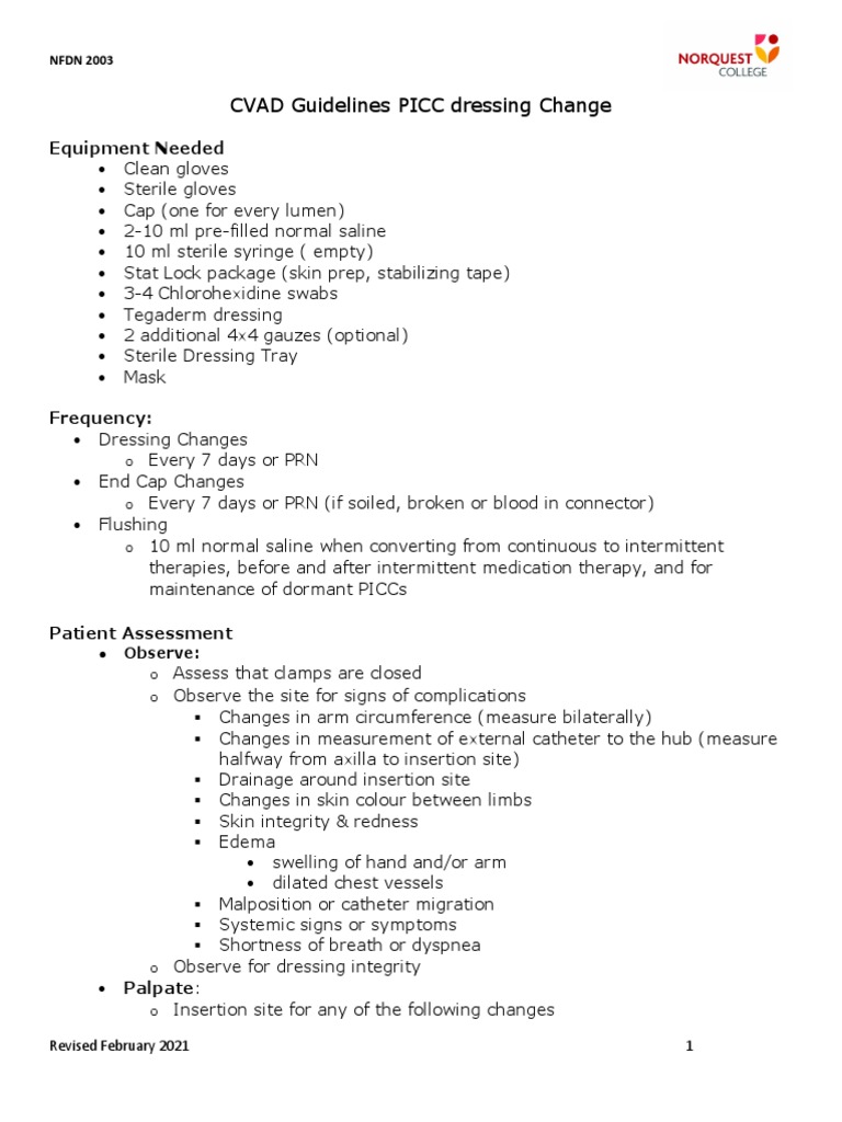 CVAD PICC Dressing Change Guide | PDF | Clinical Medicine | Medicine