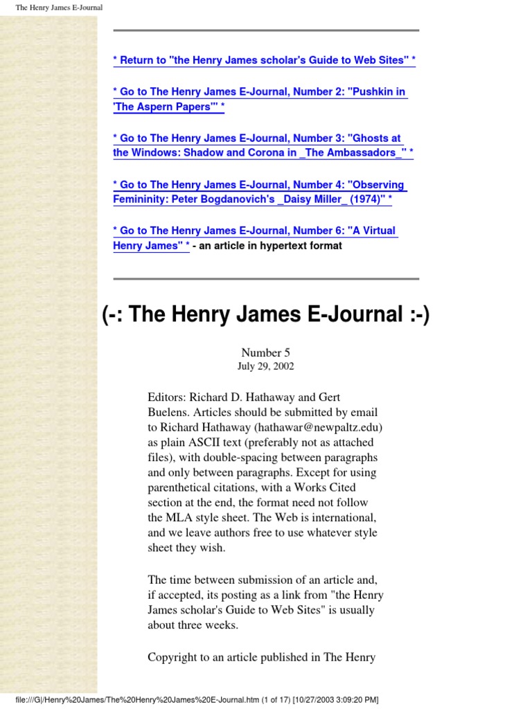The Henry James E-Journal | PDF | Immanuel Kant | Aesthetics