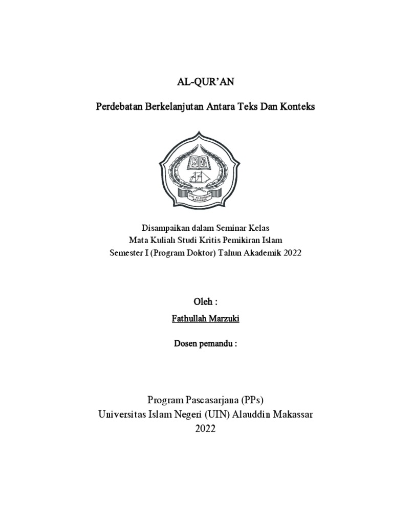 2 Al Qur'an Perdebatan Teks Dan Konteks | PDF