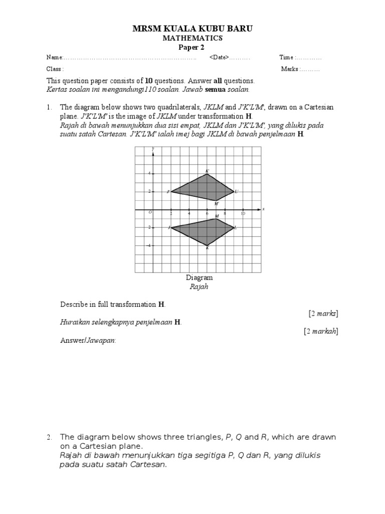 Quiz Transformation 1 and 2 | PDF
