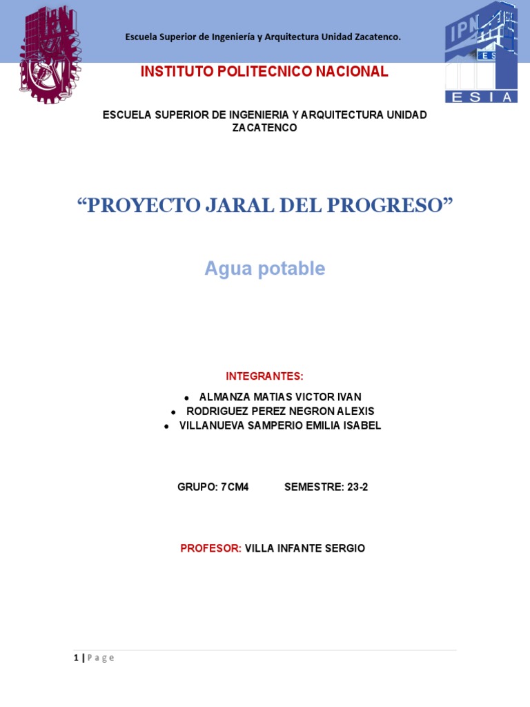 Proyecto Agua Potable | PDF | Agua | Ciencias de la Tierra