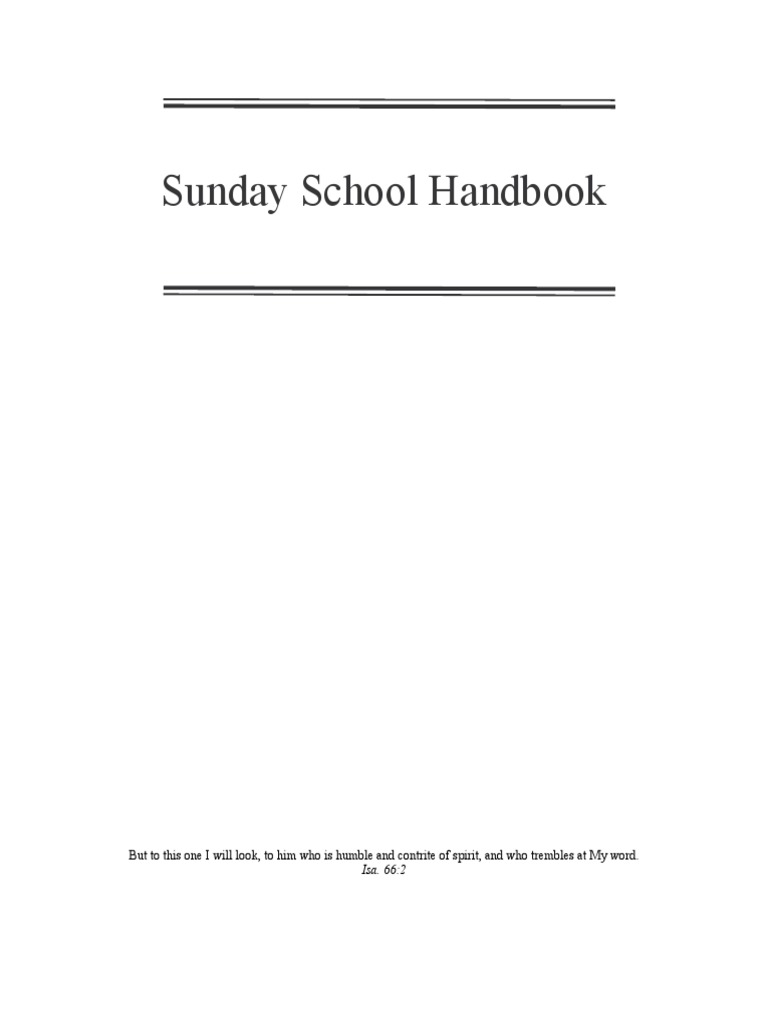 Sunday School Handbook | PDF | Teachers | Child Abuse