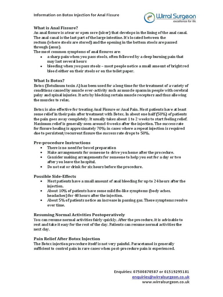Information On Botox Injection For Anal Fissure | PDF | Botulinum Toxin ...