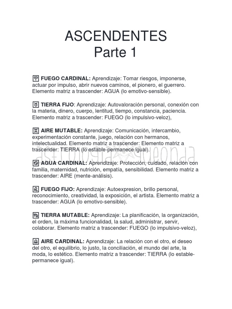 CLASE 1 - Ascendentes y Matrices Parte 1 Resumen | PDF