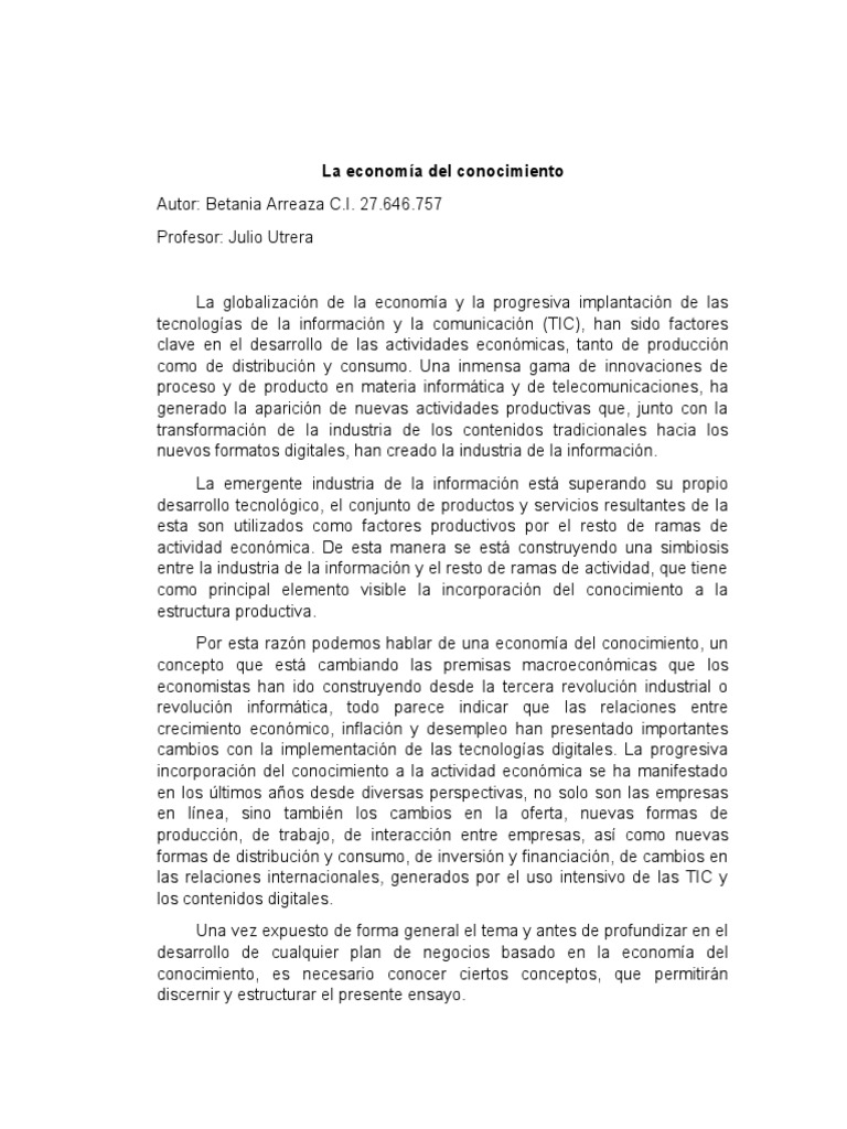 Economia Del Conocimiento | PDF | Economía del conocimiento | Conocimiento