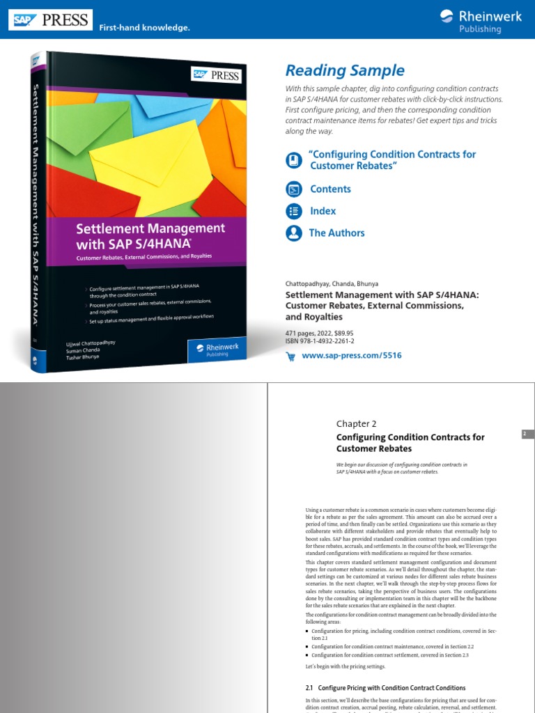 Reading Sample Sap Press Settlement Management With Sap S4hana | PDF | Pricing | Rebate (Marketing)