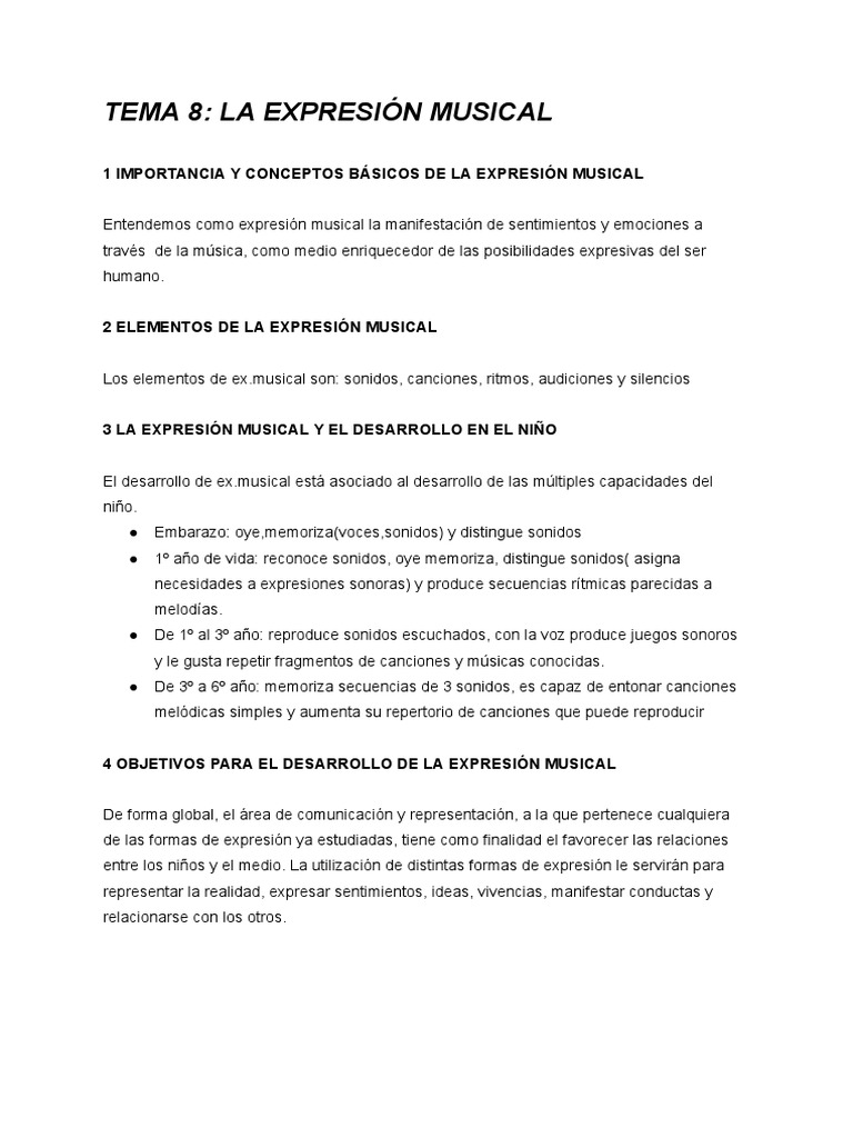 Tema 8 - La Expresión Musical | PDF