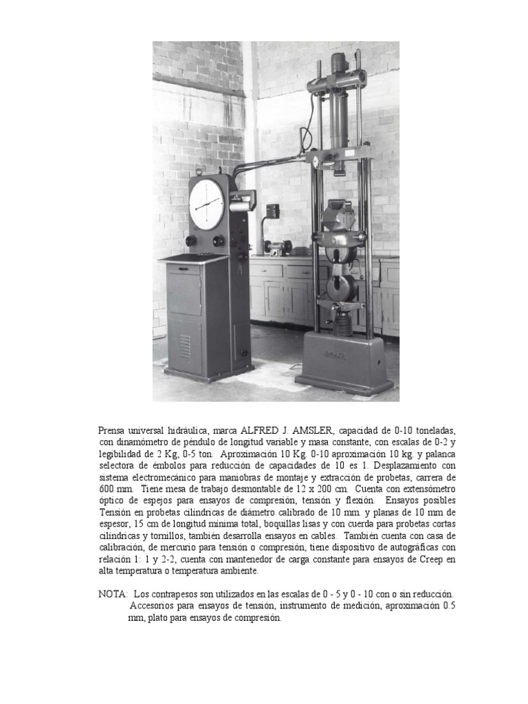 Prensa Universal Hidráulica, Marca ALFRED J. AMSLER | PDF