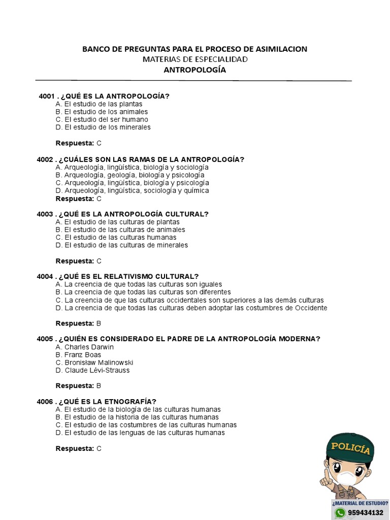 Preguntas Clave de Antropología | PDF | Antropología | Sociedad