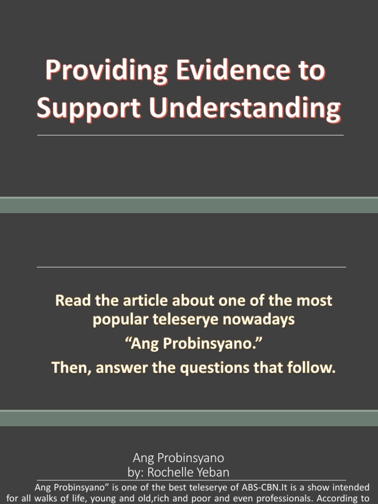 Providing Evidence To Support Understanding Activity | PDF