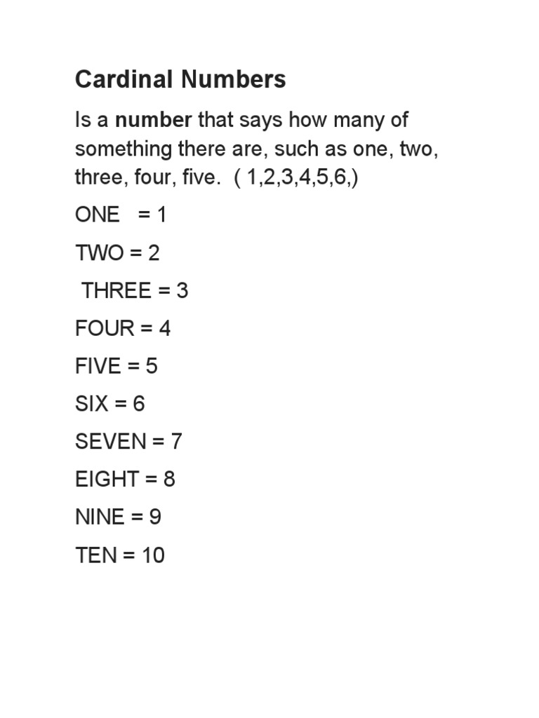 Cardinal and Ordinal Numbers | PDF | Grammatical Number | Noun