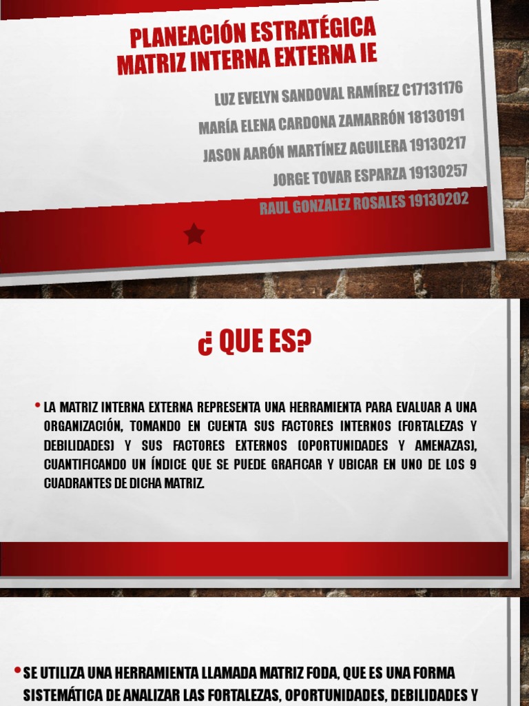 Planeación Estratégica Matriz Interna Externa Ie | PDF | Negocios ...