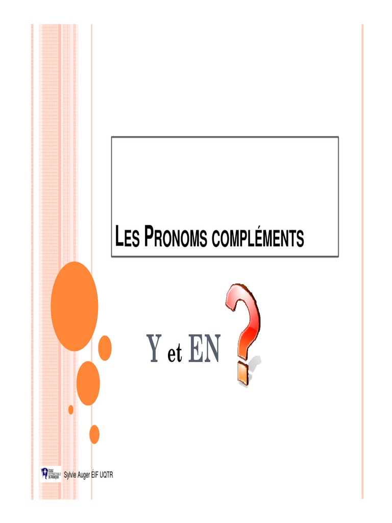 Pronom Y et En en Français | PDF | Pronom | Verbe