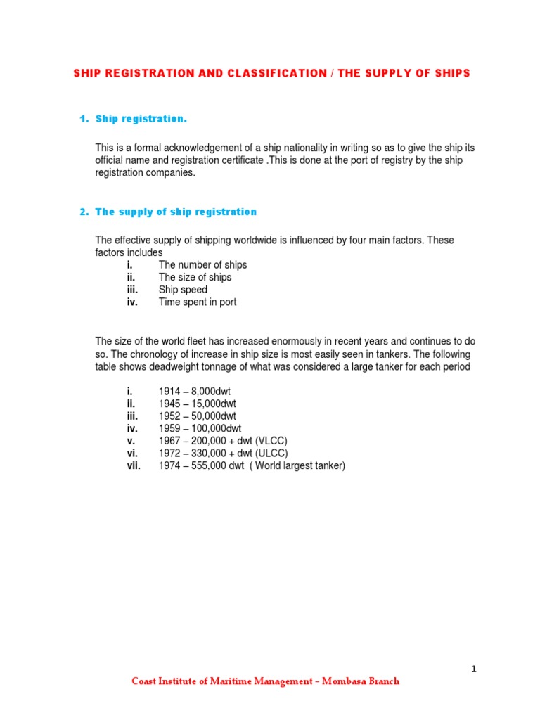 Lecture Seven - Ship Registration and Classification | PDF | Oil Tanker ...
