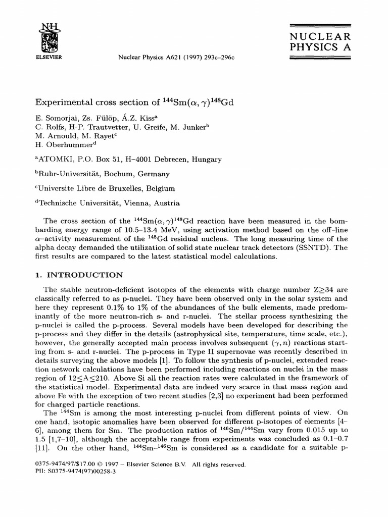 Experimental Cross Section | PDF | Nuclear Reaction | Cross Section ...