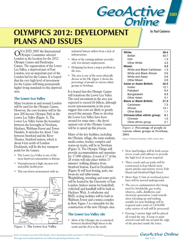 Lower Lea Valley: Olympic Impact Analysis | PDF | London