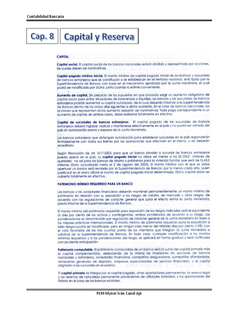 Capitulo 8. Capital y Reservas | PDF | Finanzas y dinero | Derecho